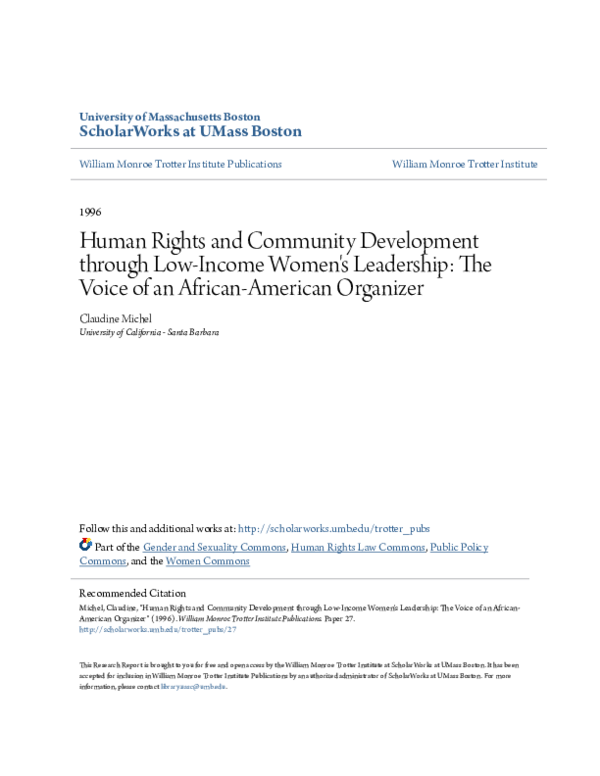 (PDF) Human Rights and Community Development through Low-Income Women's ...