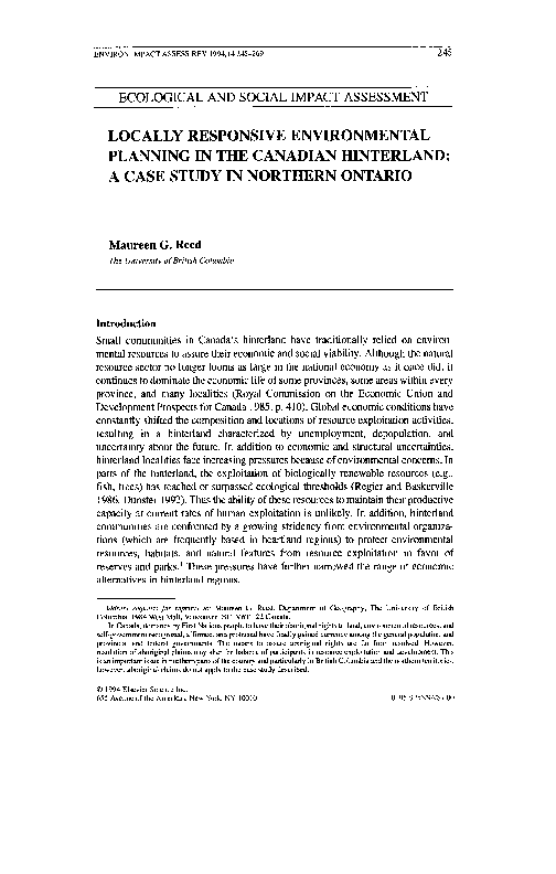 (PDF) Locally responsive environmental planning in the Canadian ...