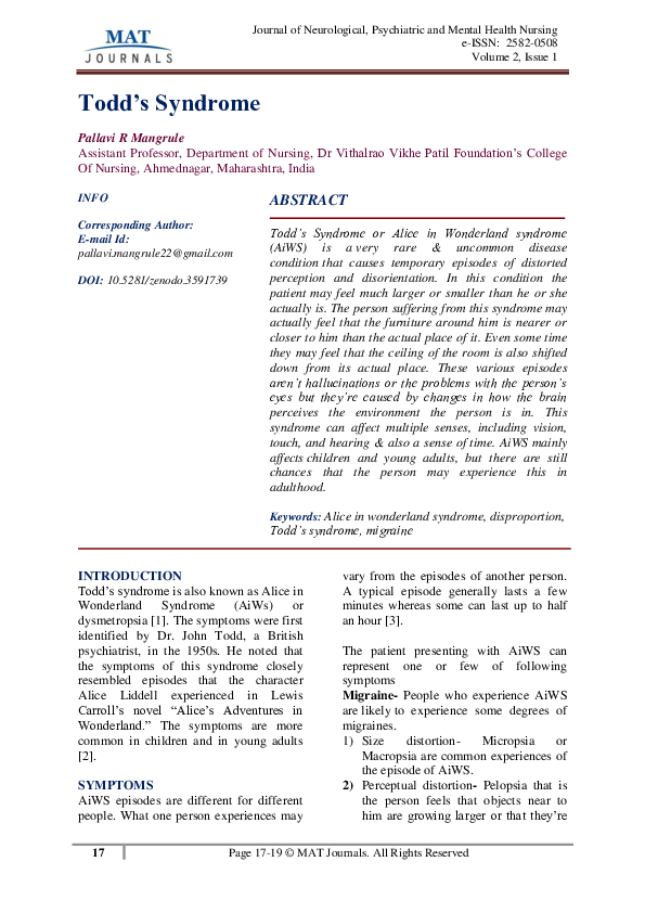 (PDF) Todd's Syndrome