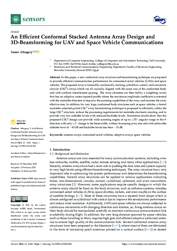 (PDF) An Efficient Conformal Stacked Antenna Array Design and 3D-Beamforming for UAV and Space ...