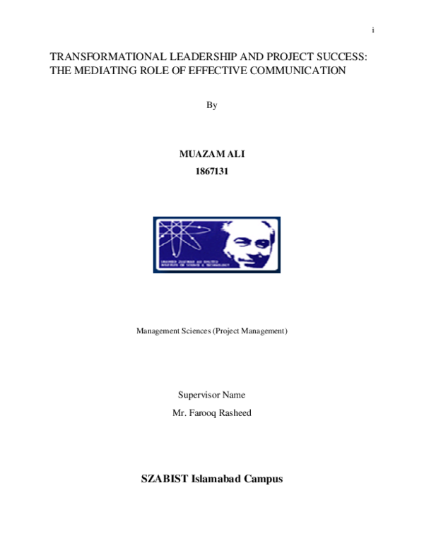 PDF Transformational Leadership And Project Success The Mediating Role Of Effective pdf-transformational-leadership-and-project-success-the-mediating-role-of-effective