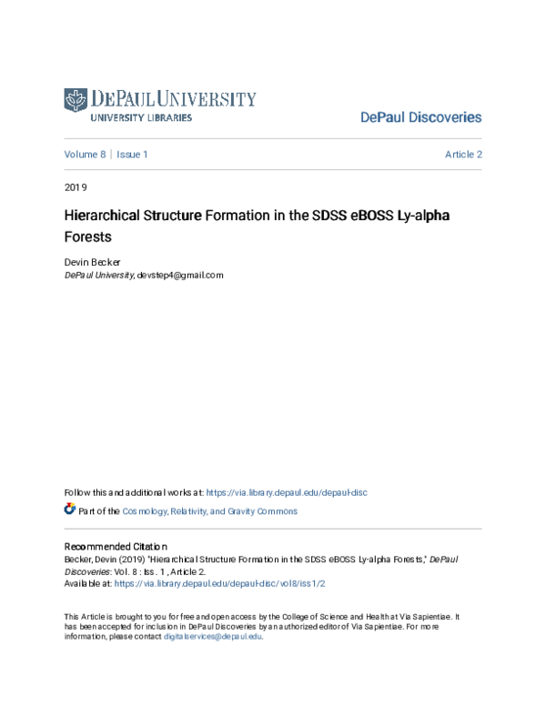 (PDF) Hierarchical Structure Formation in the SDSS eBOSS Ly-alpha Forests