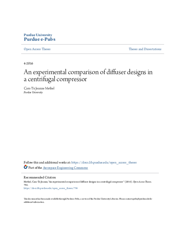 (PDF) An experimental comparison of diffuser designs in a centrifugal ...