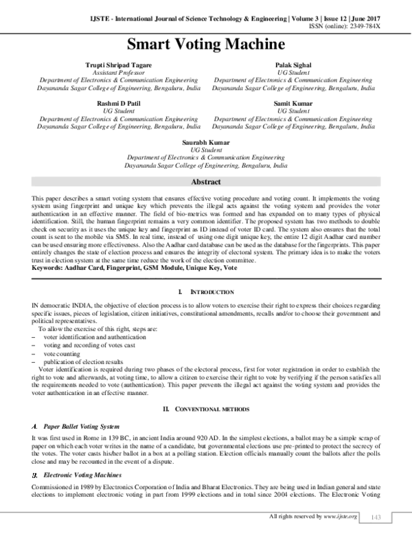 (PDF) Smart Voting Machine