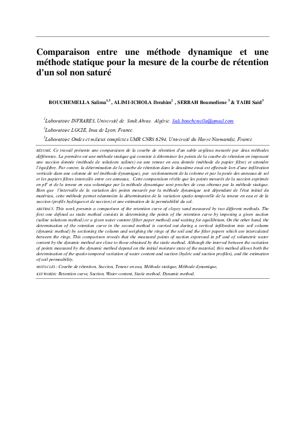 (PDF) Numerical simulation of water flow in unsaturated soils: comparative study of different ...
