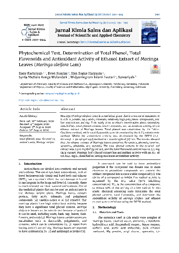 (PDF) Phytochemical Test, Determination of Total Phenol, Total ...