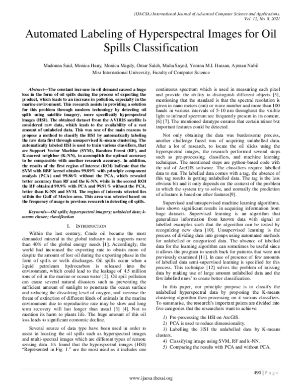 (PDF) Automated Labeling of Hyperspectral Images for Oil Spills ...