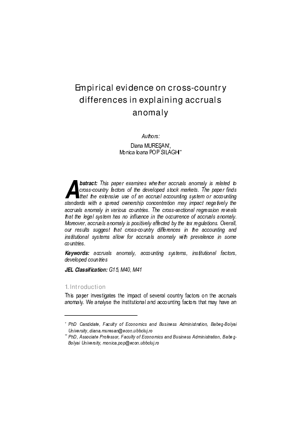 (PDF) Empirical evidence on cross-country differences in explaining accruals anomaly