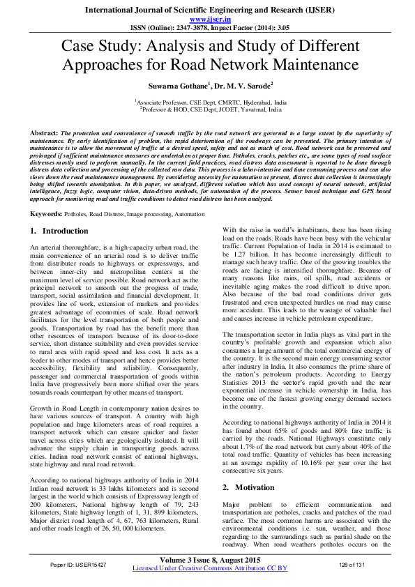(PDF) Case Study: Analysis and Study of Different Approaches for Road ...