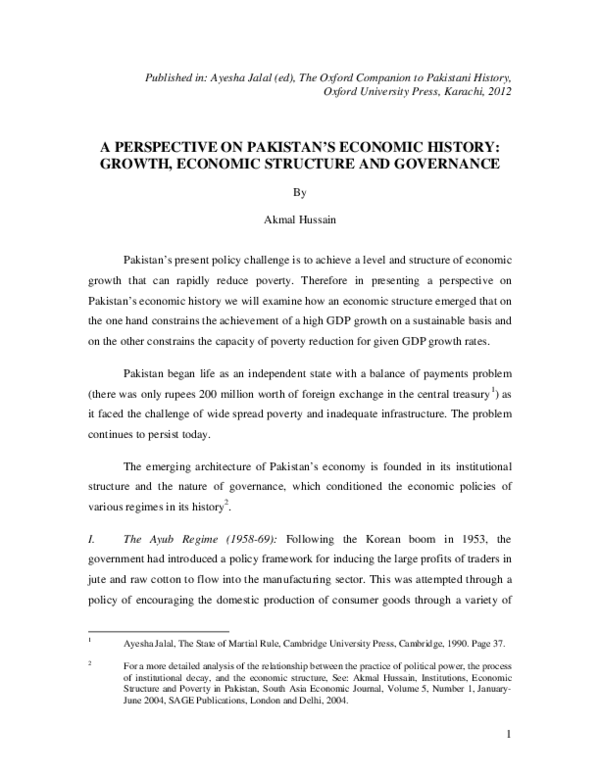 (PDF) A Perspective on Pakistan ’ S Economic History : Growth ...