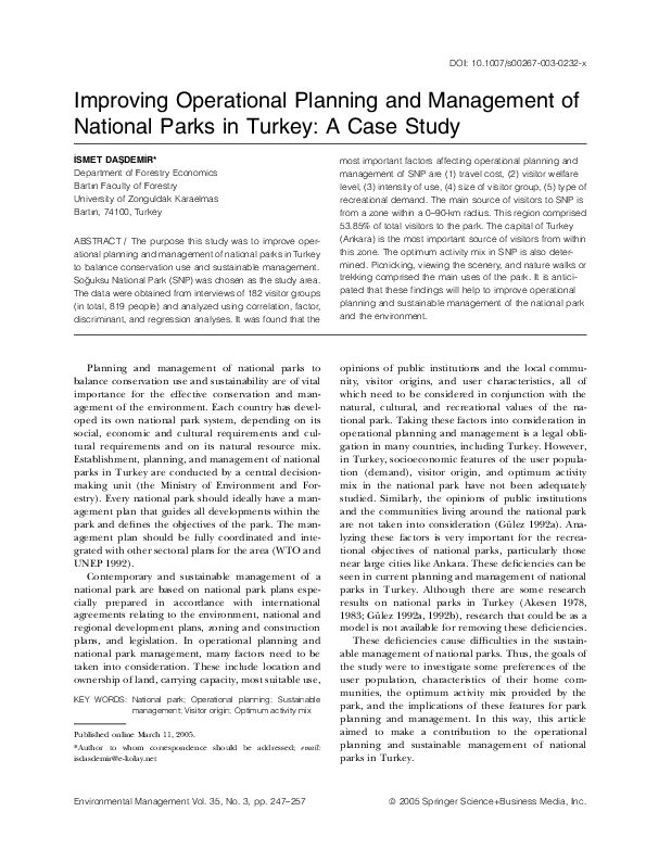(PDF) Improving Operational Planning and Management of National Parks ...
