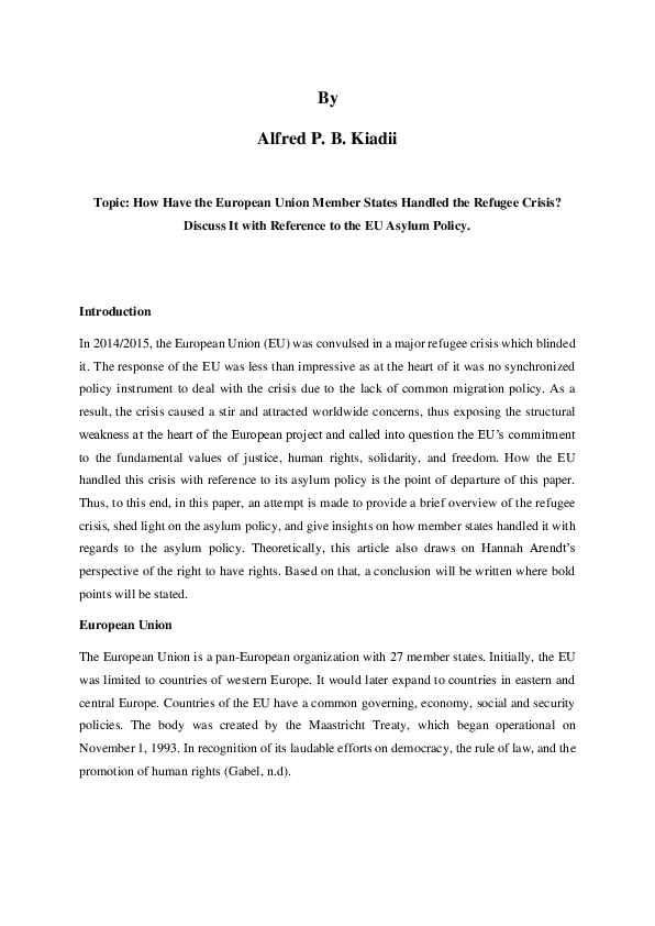 (PDF) On the European Migrant Crisis