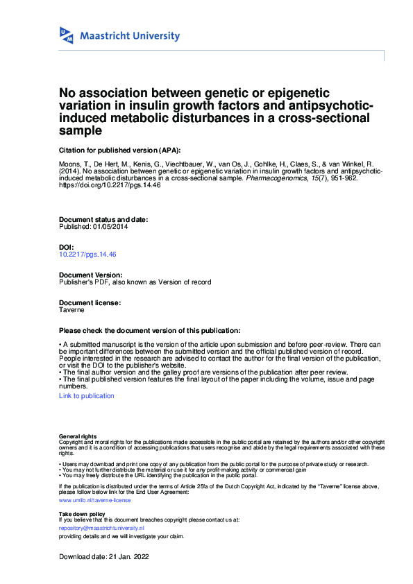 (PDF) No association between genetic or epigenetic variation in insulin ...