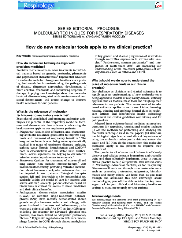 (PDF) How do new molecular tools apply to my clinical practice?