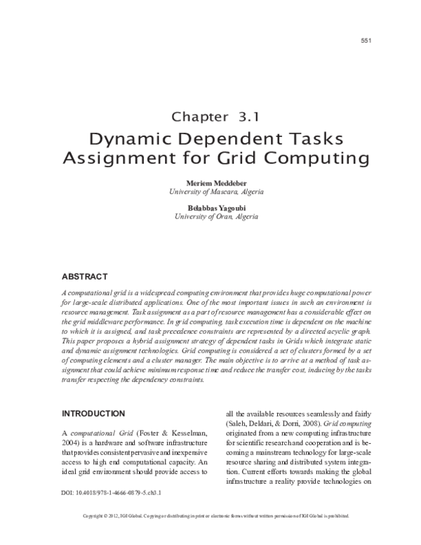 (PDF) Dynamic Dependent Tasks Assignment for Grid Computing