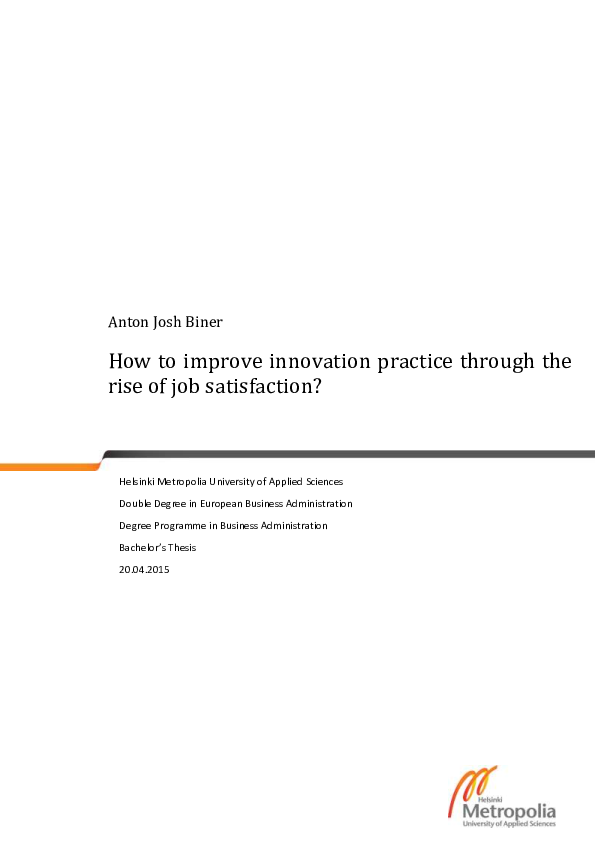(PDF) How to improve innovation practice through the rise of job ...