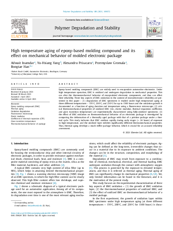 (PDF) High temperature aging of epoxy-based molding compound and its ...