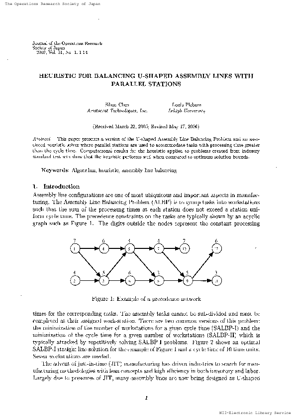 (PDF) Heuristic for Balancing U-Shaped Assembly Lines with Parallel Stations