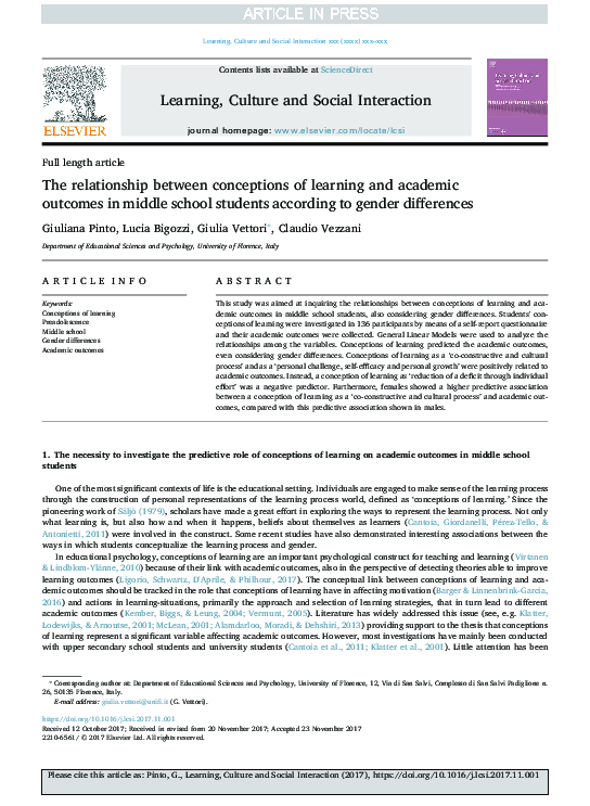 (PDF) Learning conceptions of young students in the final year of ...