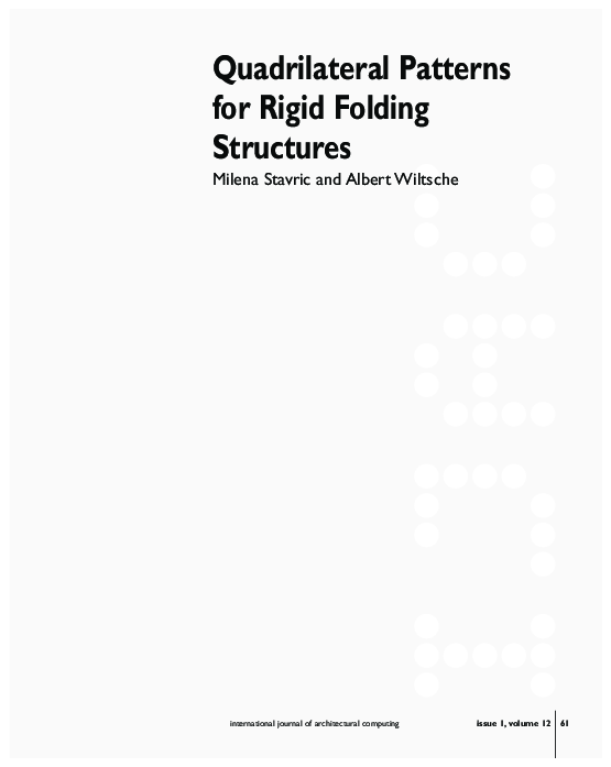 (PDF) Quadrilateral Patterns for Rigid Folding Structures