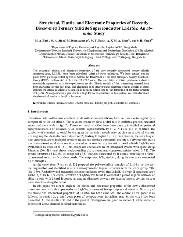 (PDF) Structural, elastic and electronic properties of 2H- and 4H-SiC