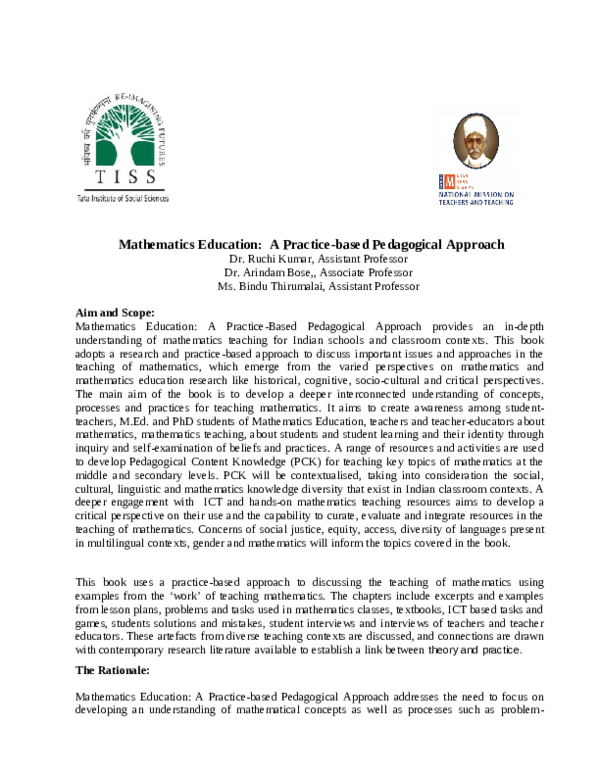 (PDF) Mathematics Education: A Practice-based Pedagogical Approach