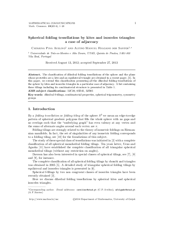 (PDF) Spherical folding tessellations by kites and isosceles triangles ...