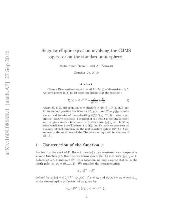 (PDF) Singular elliptic equation involving the GJMS operator on the ...