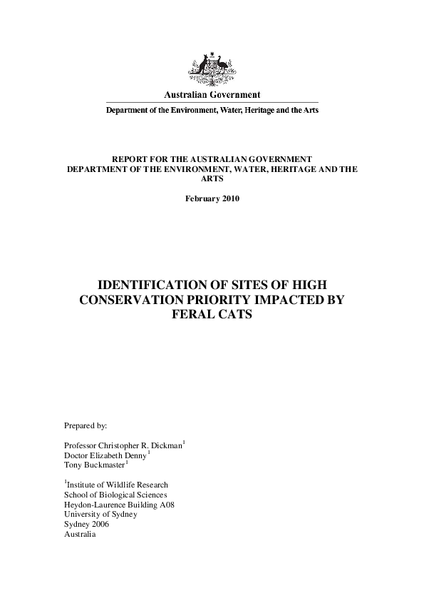 (PDF) High Conservation Areas Affected by Feral Cats