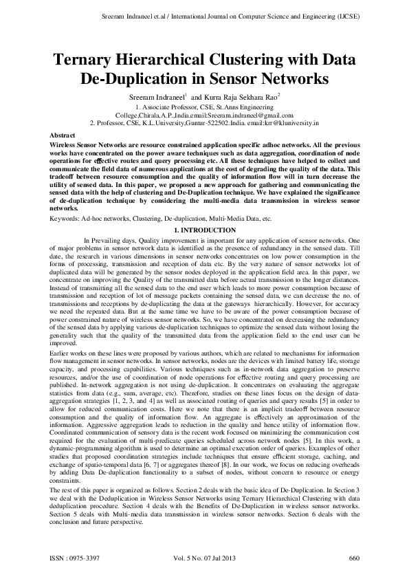 (PDF) Ternary Hierarchical Clustering with Data De-Duplication in ...