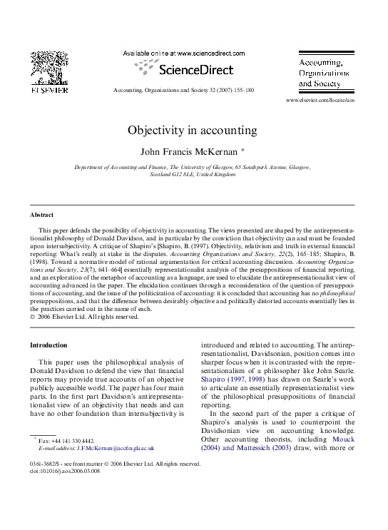 (PDF) Objectivity in accounting