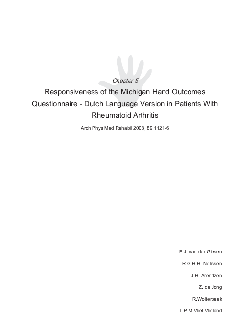 (PDF) Responsiveness of the Michigan Hand Outcomes Questionnaire–Dutch ...