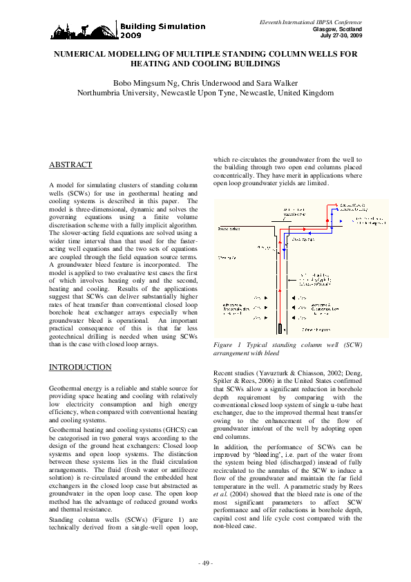 (PDF) Numerical Modelling of Multiple Standing Column Wells for Heating ...