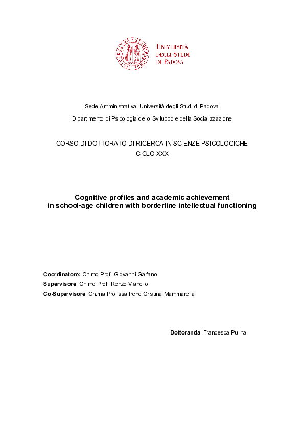 (PDF) Cognitive profiles and academic achievement in school-age ...