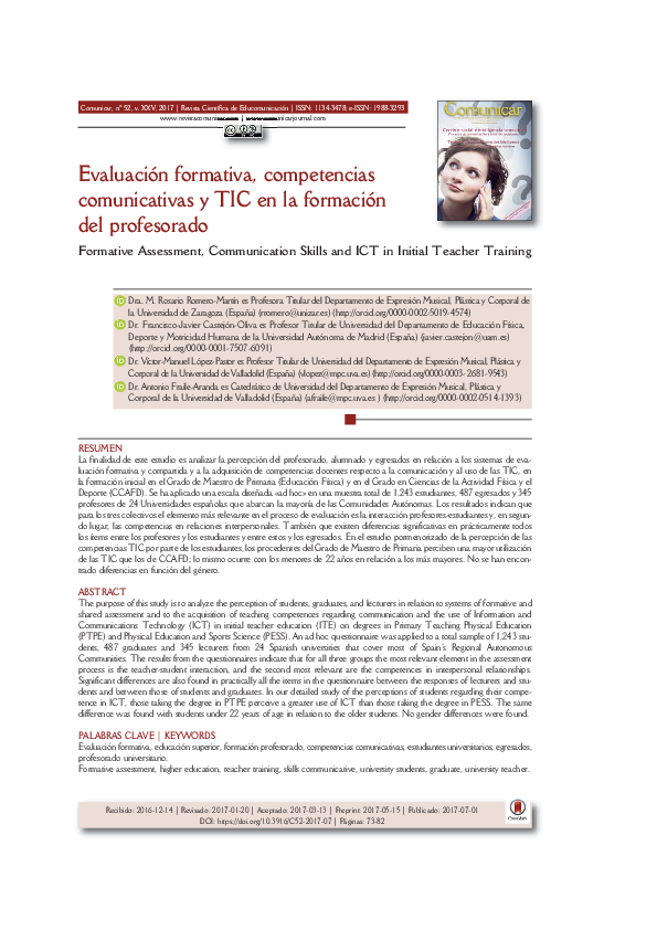 (PDF) Formative Assessment, Communication Skills and ICT in Initial ...