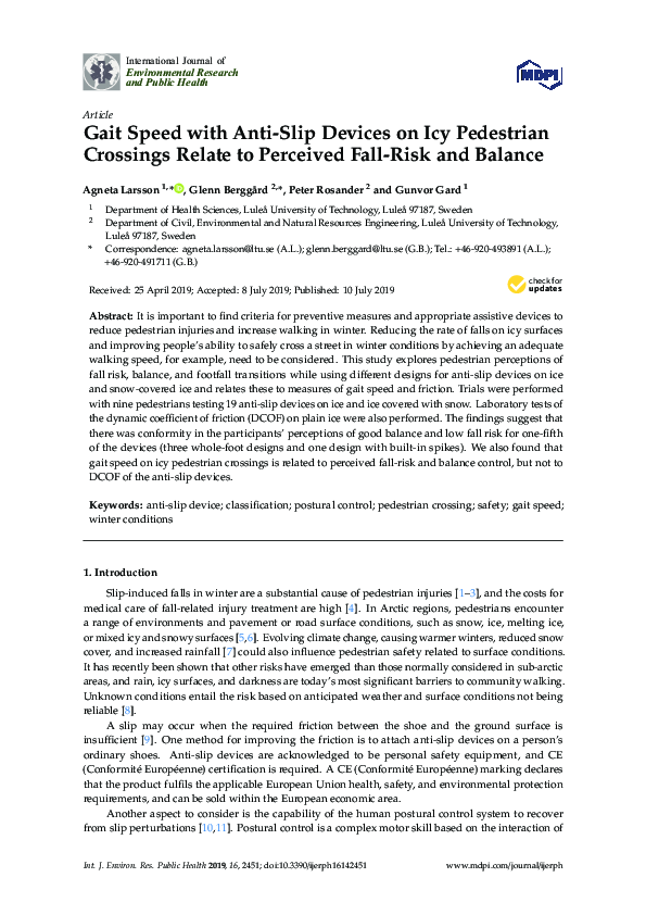 (PDF) Gait Speed with Anti-Slip Devices on Icy Pedestrian Crossings ...