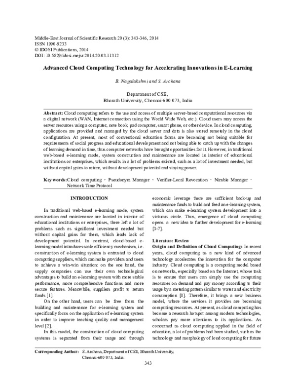 (PDF) E- learning based on Cloud Computing technology