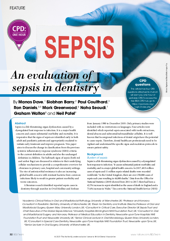 (PDF) An evaluation of sepsis in dentistry