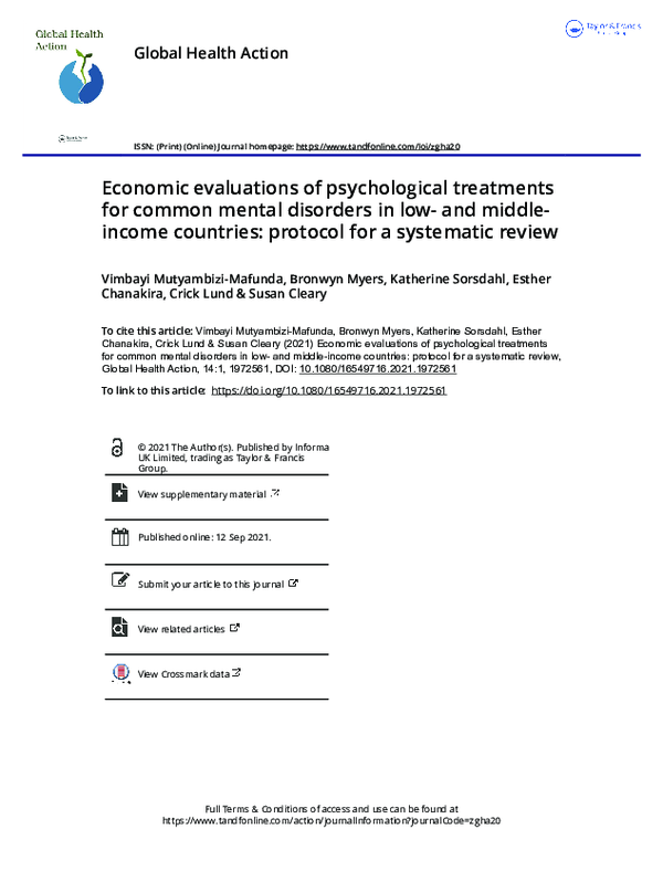 (PDF) Economic evaluations of psychological treatments for common mental disorders in low- and ...