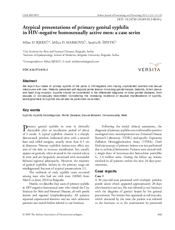 (PDF) Atypical presentations of primary genital syphilis in HIV ...