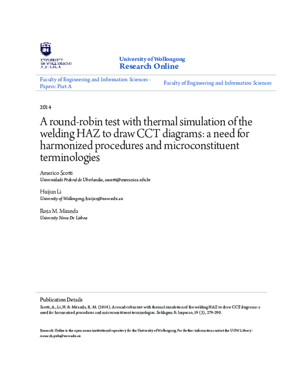 (PDF) A round-robin test with thermal simulation of the welding HAZ to ...