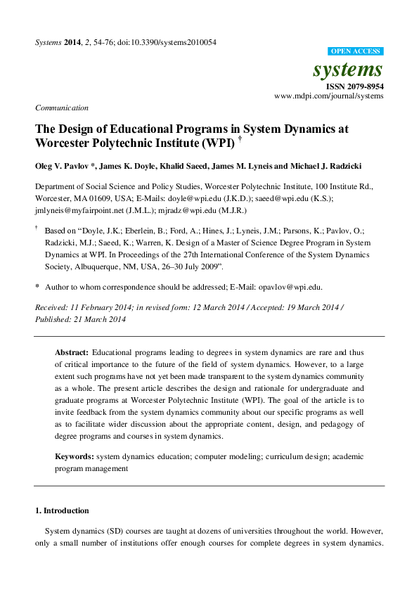 (PDF) Designing Educational Programs in System Dynamics