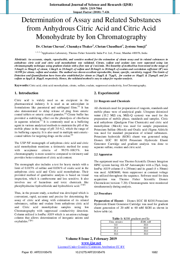 (PDF) Determination of Assay and Related Substances from Anhydrous ...