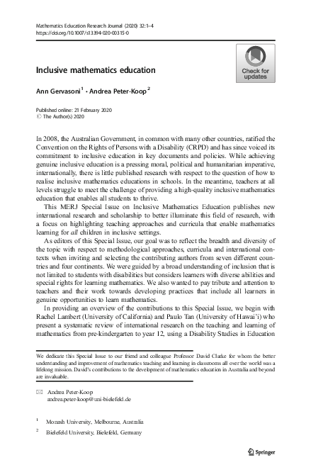 (PDF) Inclusive mathematics education