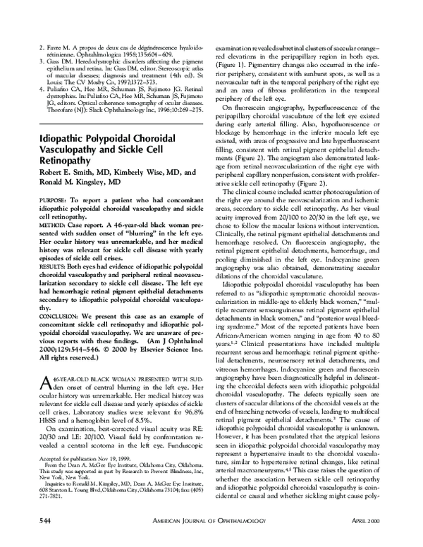 (PDF) Idiopathic polypoidal choroidal vasculopathy and sickle cell ...