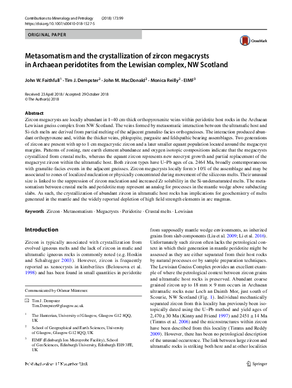 (PDF) Metasomatism and the crystallization of zircon megacrysts in ...