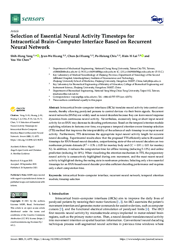 (PDF) Selection of Essential Neural Activity Timesteps for Intracortical Brain–Computer ...