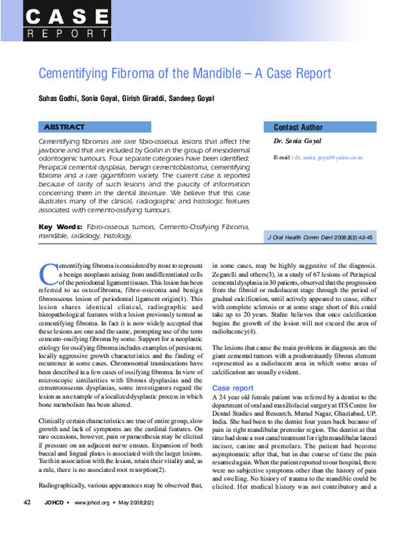 (PDF) Cementifying Fibroma of the Mandible – A Case Report