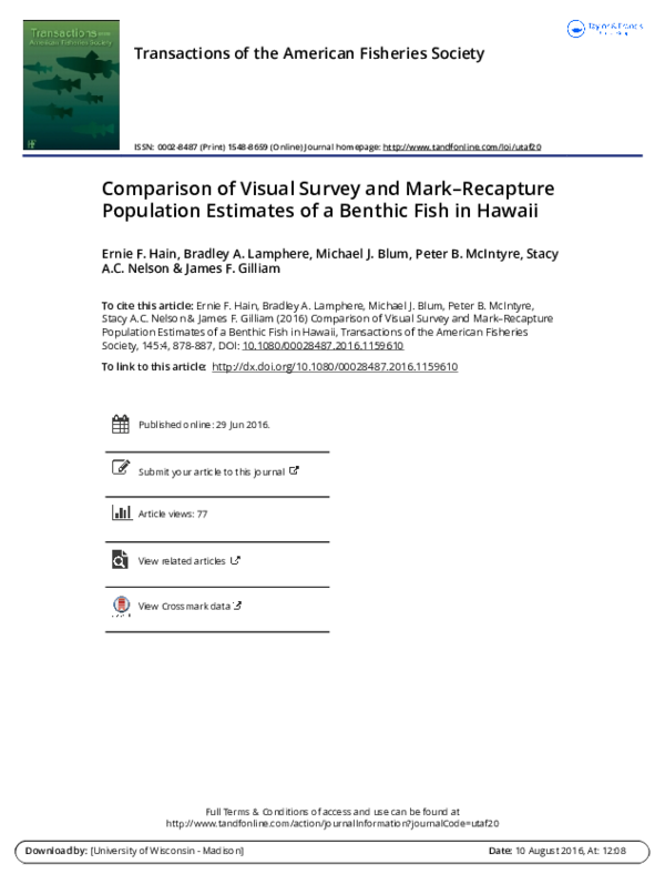 (PDF) Comparison of Visual Survey and Mark–Recapture Population ...