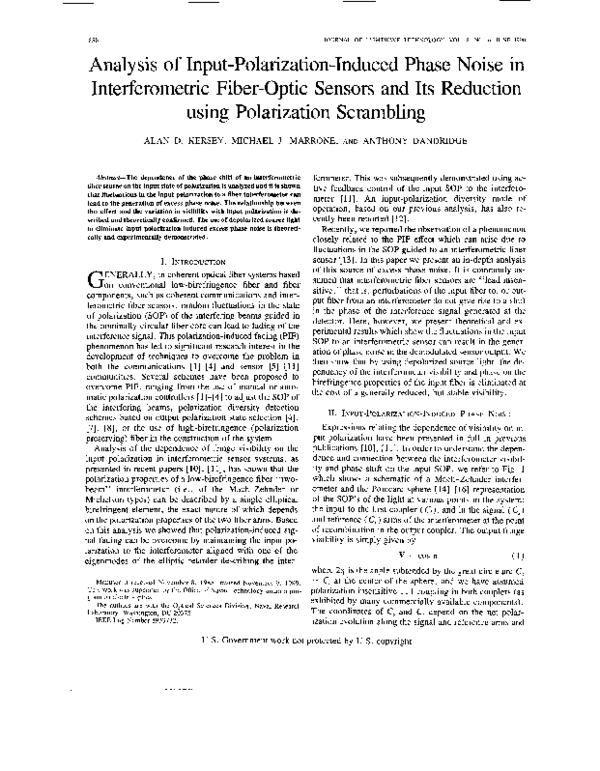 (PDF) Analysis of input-polarization-induced phase noise in interferometric fiber-optic sensors ...